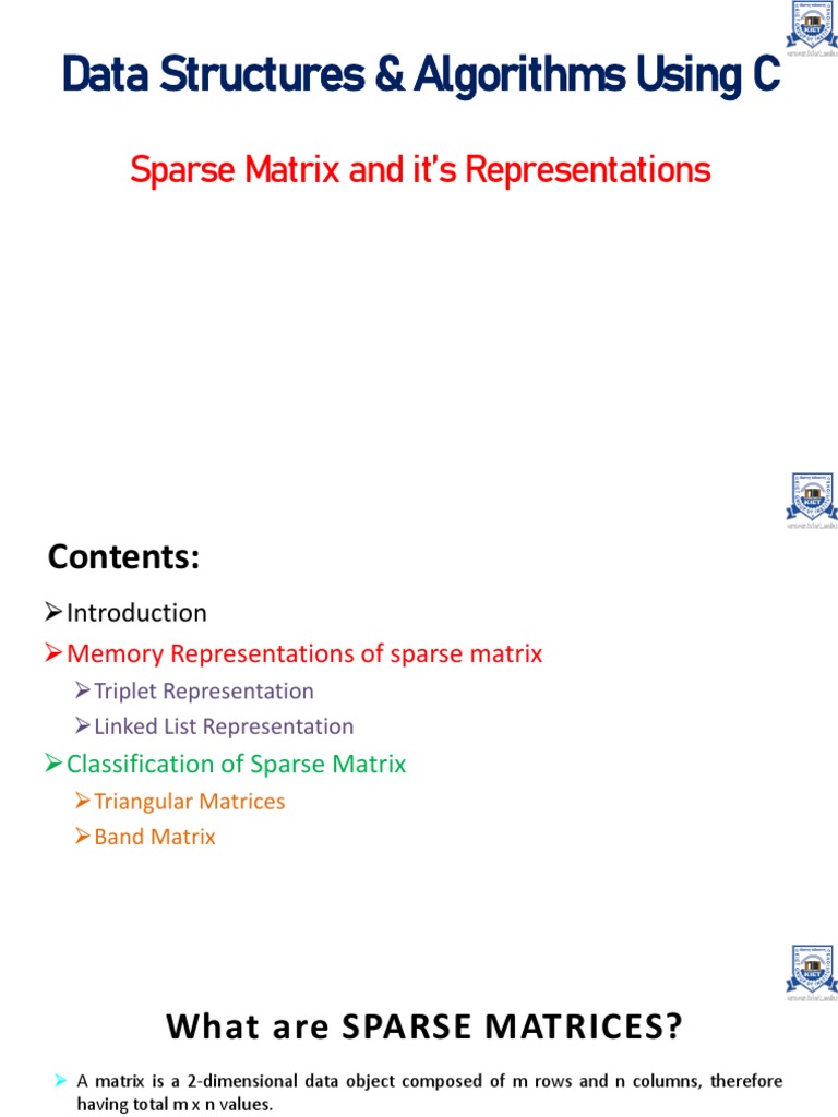 Unit 1 Sparse - Matrix | PDF | Matrix (Mathematics) | Functions And Mappings