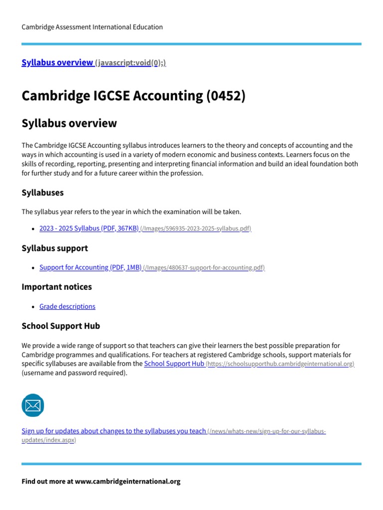 Cambridge IGCSE Accounting (0452) - 2 | PDF