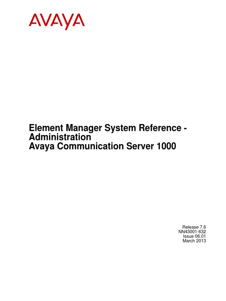 Element Manager System Reference - Administration Avaya Communication ...