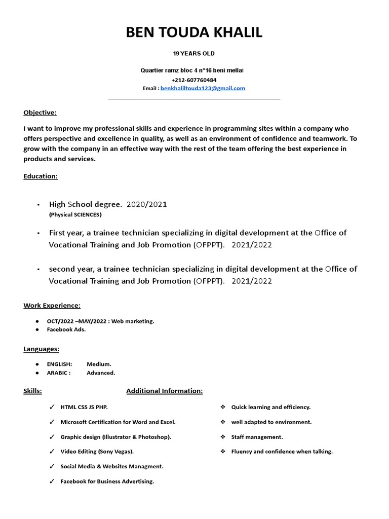 Web Development Trainee Resume | PDF | Career & Growth