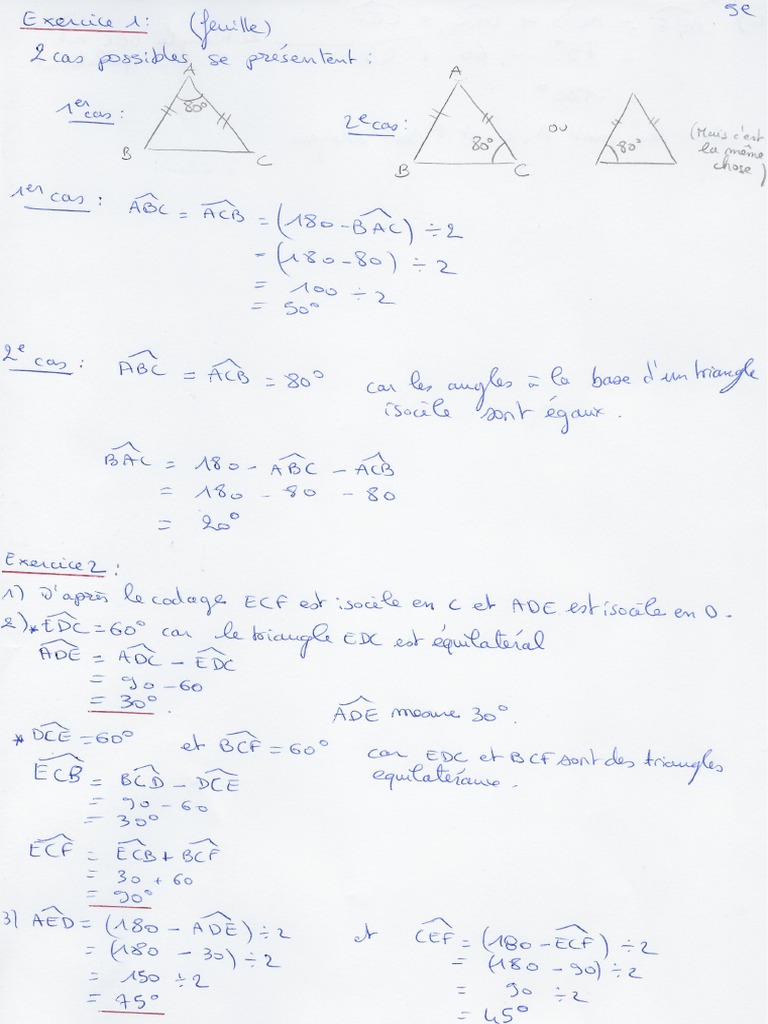 Corrigé Exo 1 Et 2 Feuille Page1 | PDF