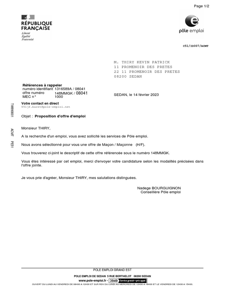 M. Thiry Kevin Patrick 11 Promenoir Des Pretes 22 11 Promenoir Des ...