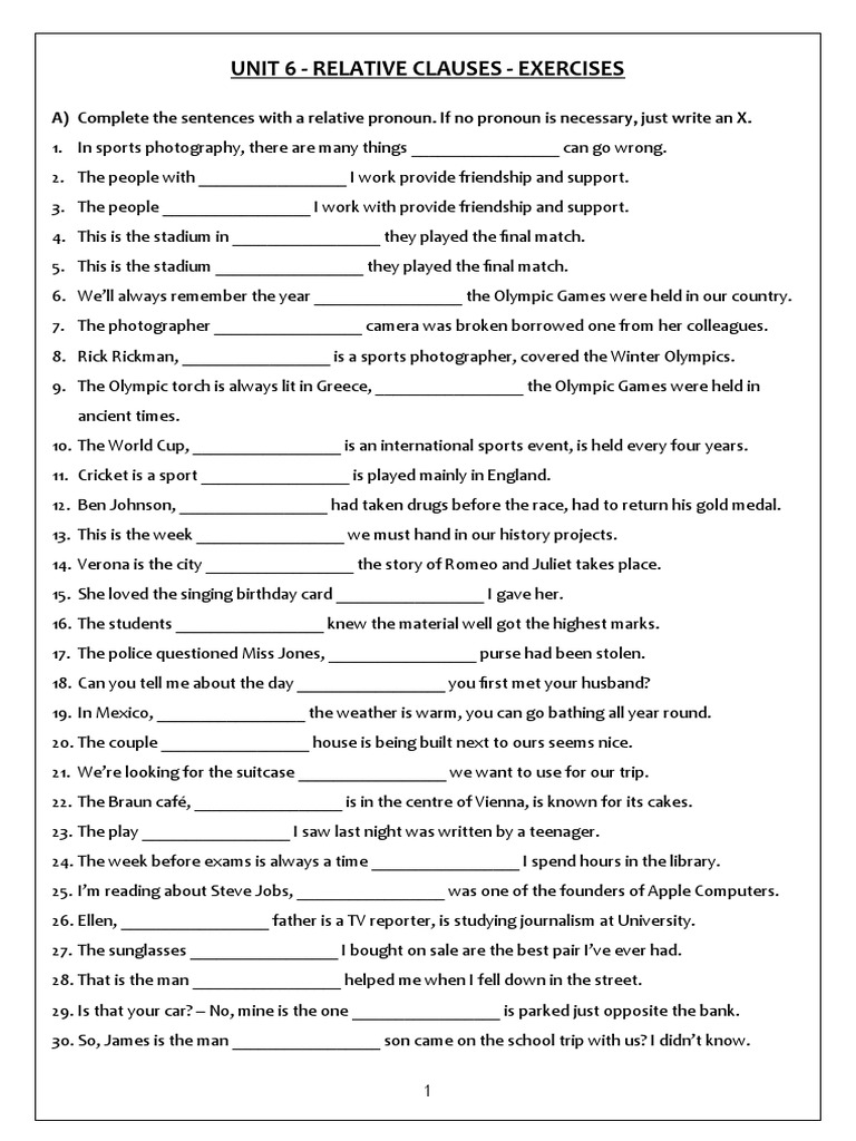 2.2. Relative Clauses - Exercises | PDF