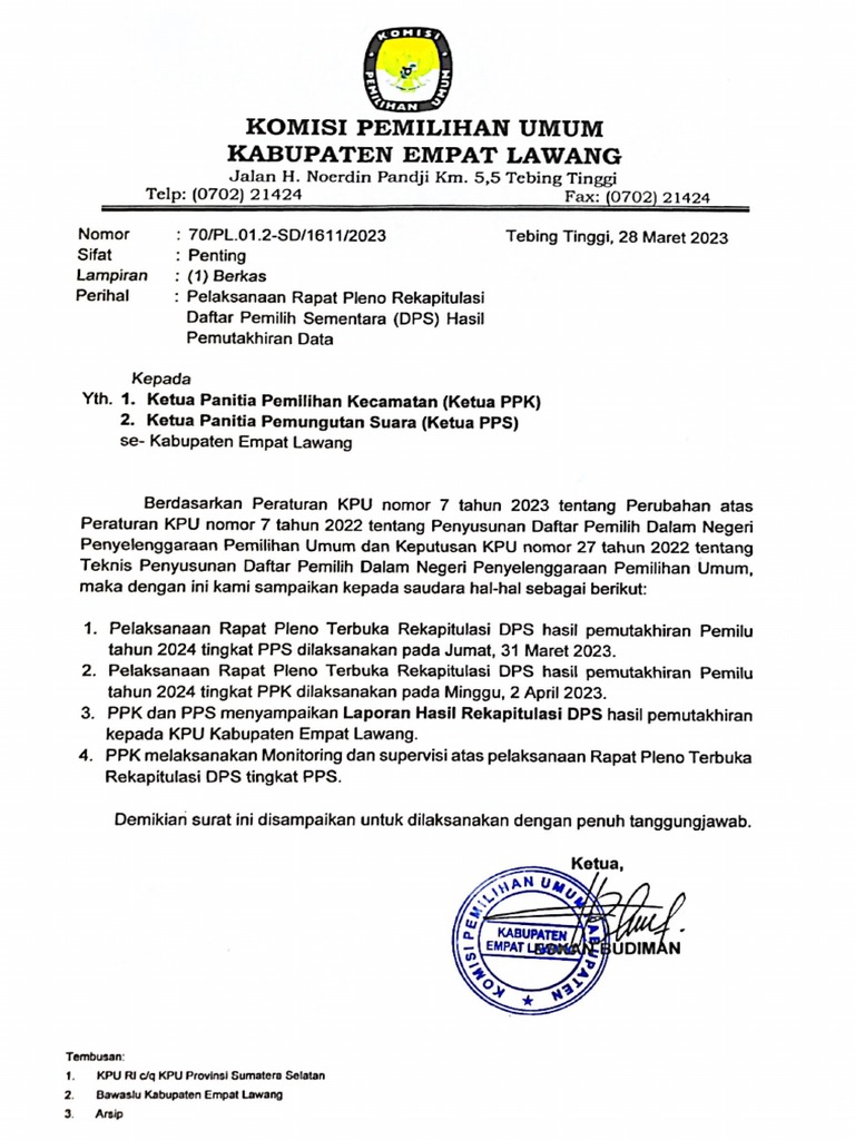 Pelaksanaan Rapat Pleno Rekapitulasi DPS | PDF