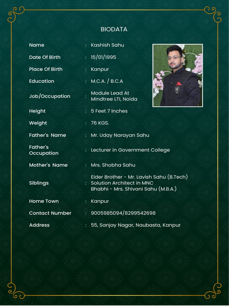 Kashish Sahu-Biodata | PDF