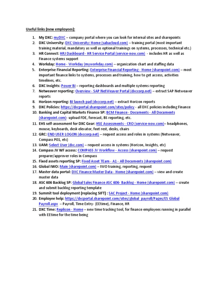 Useful Links (New Employees) | PDF | Business | Computing