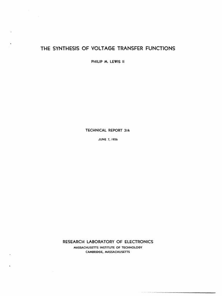 The Synthesis of Voltage Transfer Functions: Philip M. Lewis | PDF ...