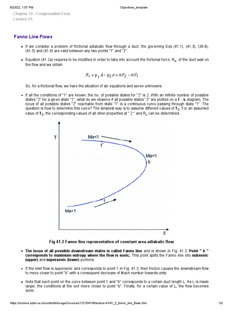 Fanno Line | PDF | Compressible Flow | Mach Number