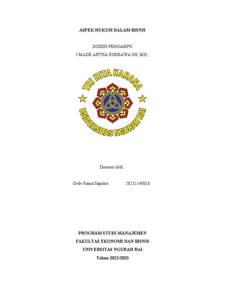 Aspek Hukum Dalam Bisnis | PDF Aspek Hukum Dalam Bisnis | PDF