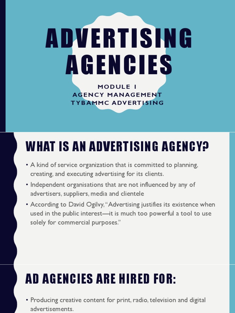 Advertising Agencies: Agency Management Tybammc Advertising | PDF ...