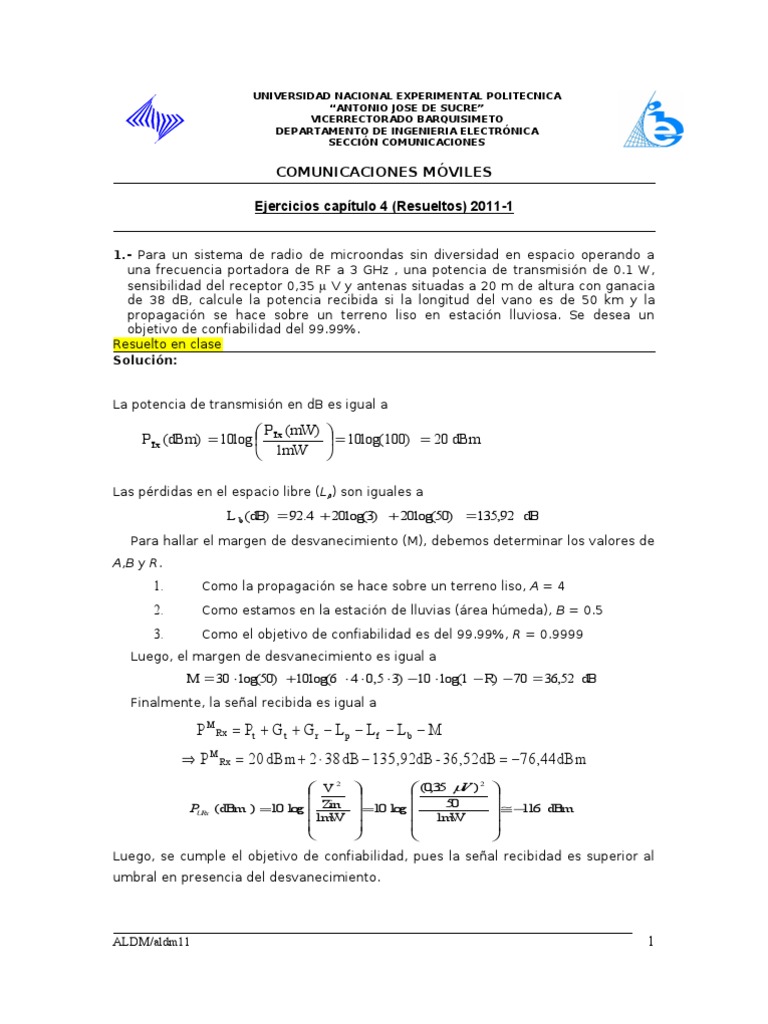 Ejercicios Capitulo 4 (Resueltos) 2011-1 | PDF | Antena (Radio) | Decibel
