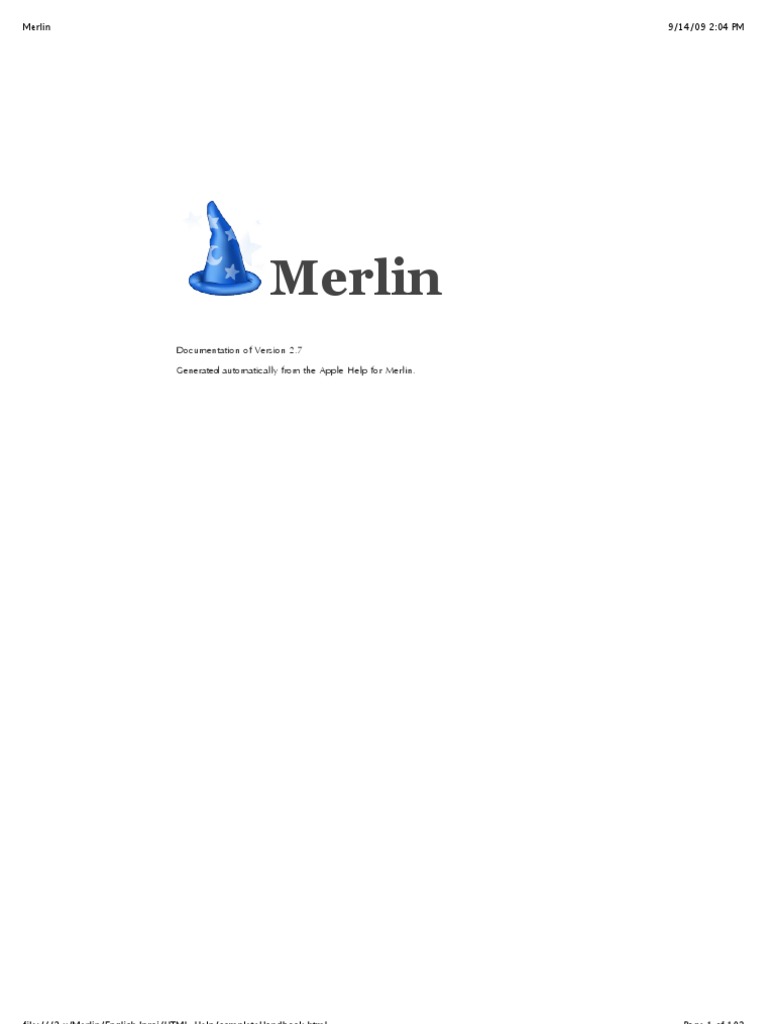 Merlin: Documentation of Version 2.7 Generated Automatically From The ...