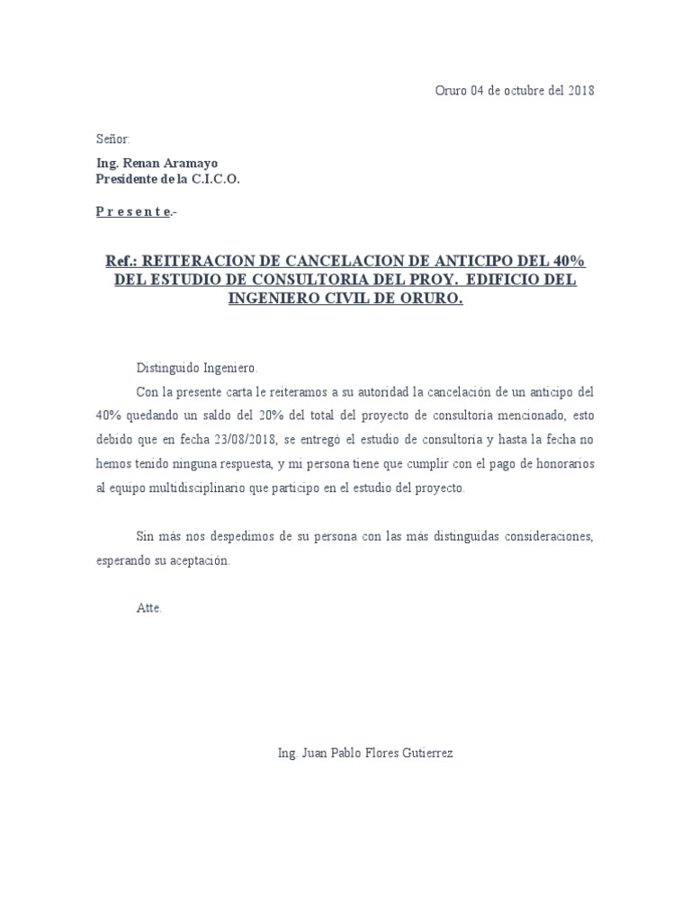 Carta Cico ARAMAYO Reiteracion | PDF