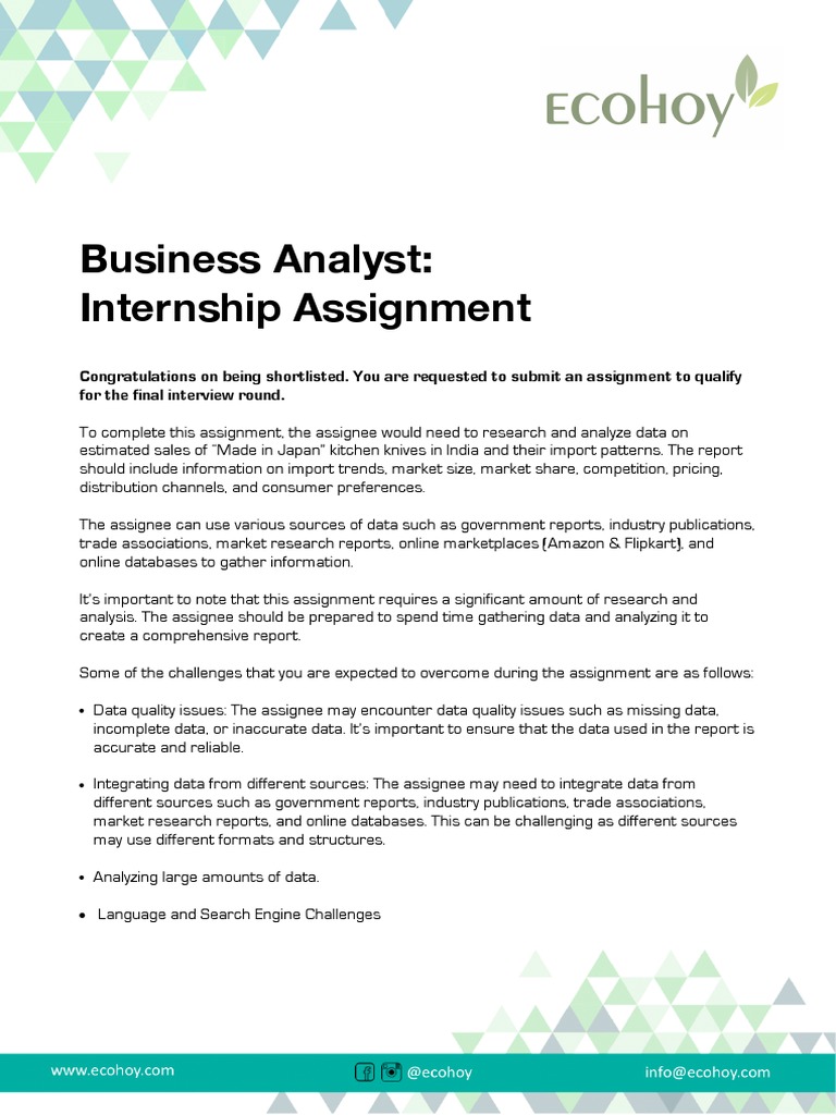 Business Analyst: Internship Assignment | PDF | Data | Marketing Research