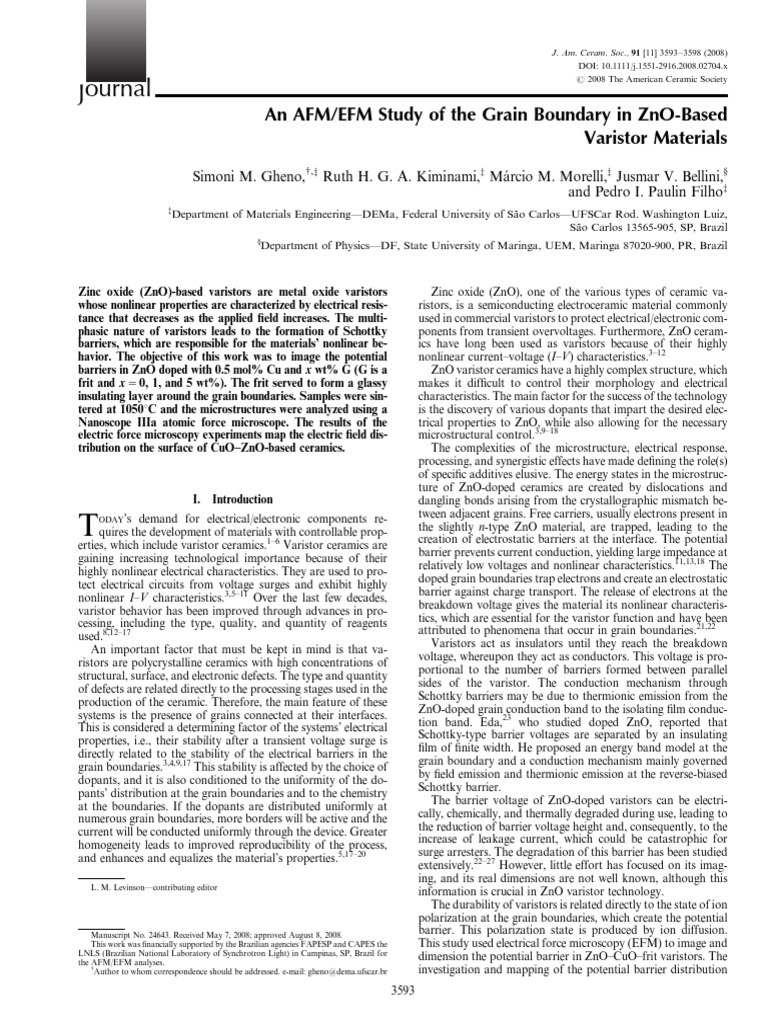 J. Am. Ceram. Soc. | PDF | Atomic Force Microscopy | Crystallite