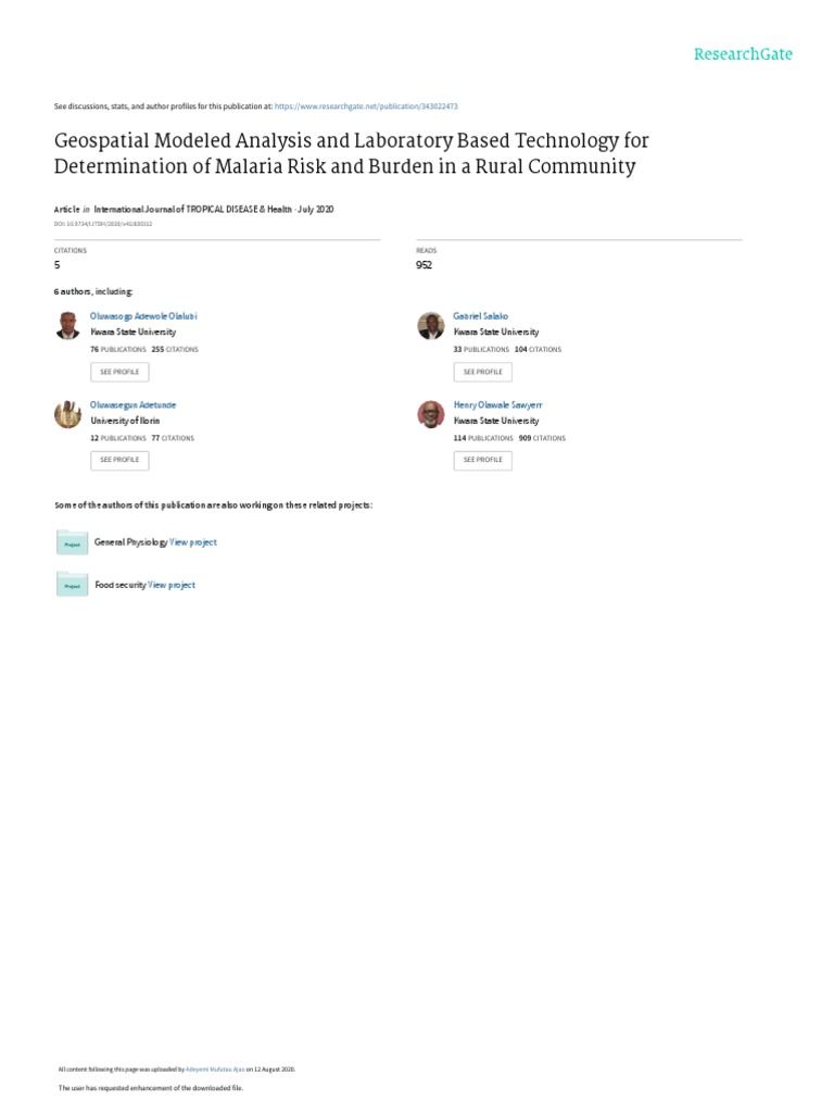 Geospatial Modeled Analysis and Laboratory Based Technology For ...