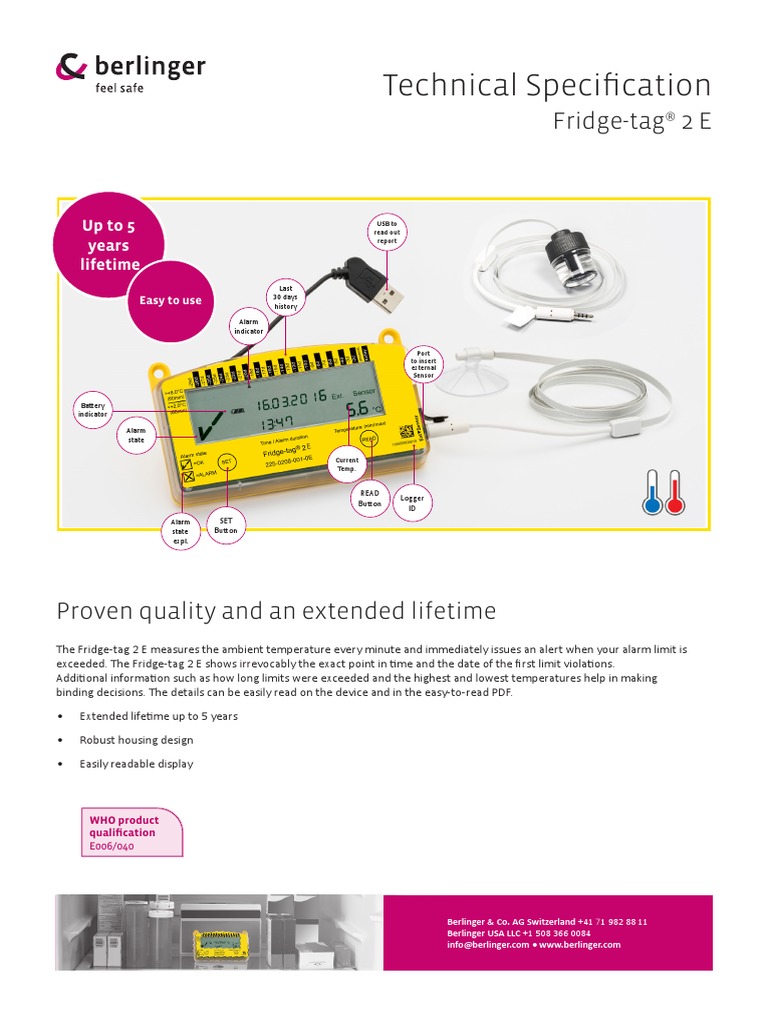 255 Technical Specification Fridge-Tag 2 E | PDF | Calibration | Computing