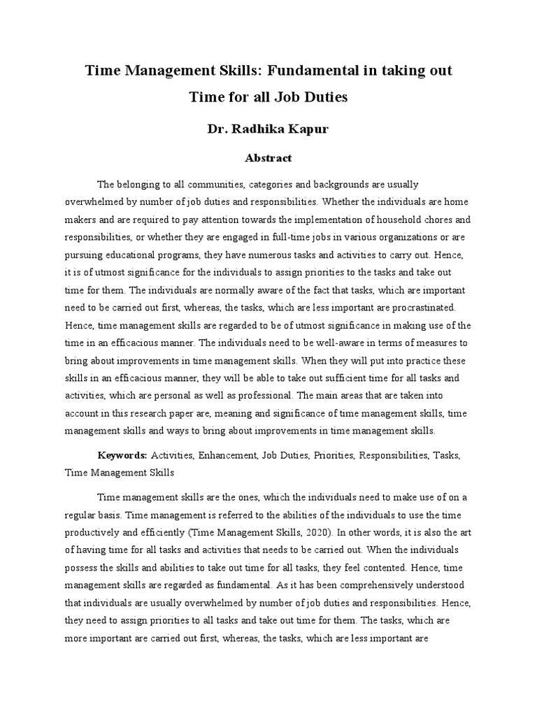 Time Management Skill Six | PDF | Goal | Professional Skills