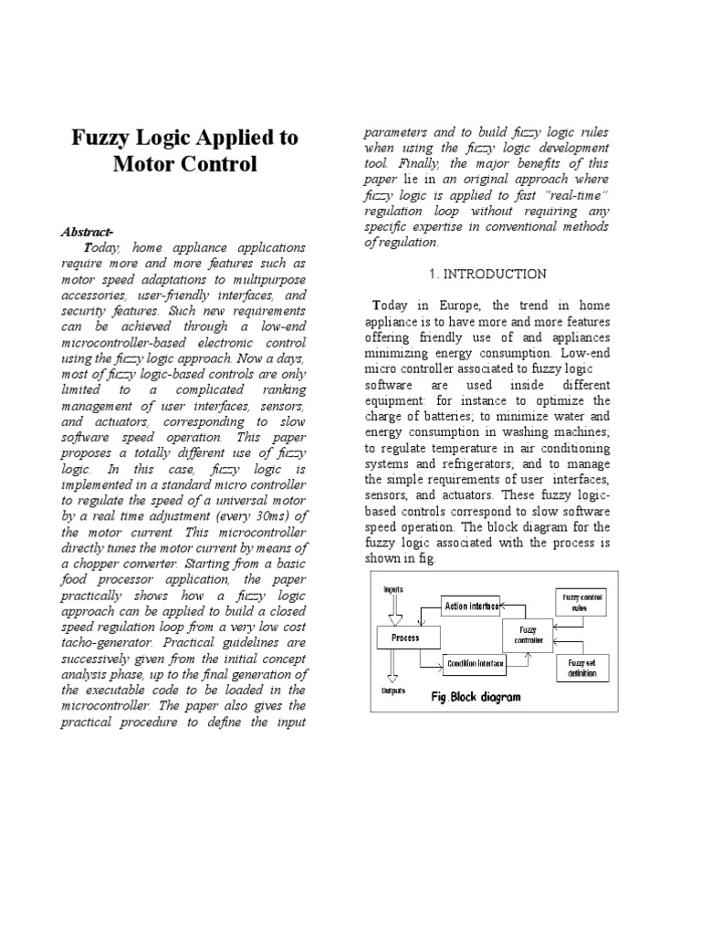 Fuzzy Logic Applied To Motor Control 2 | PDF | Analog To Digital Converter | Electric Generator