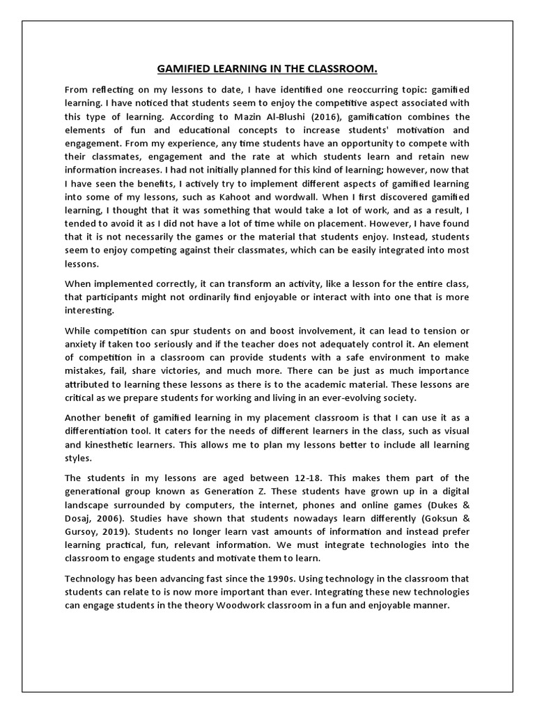 Gamified Learning in The Classroom | PDF | Learning | Classroom