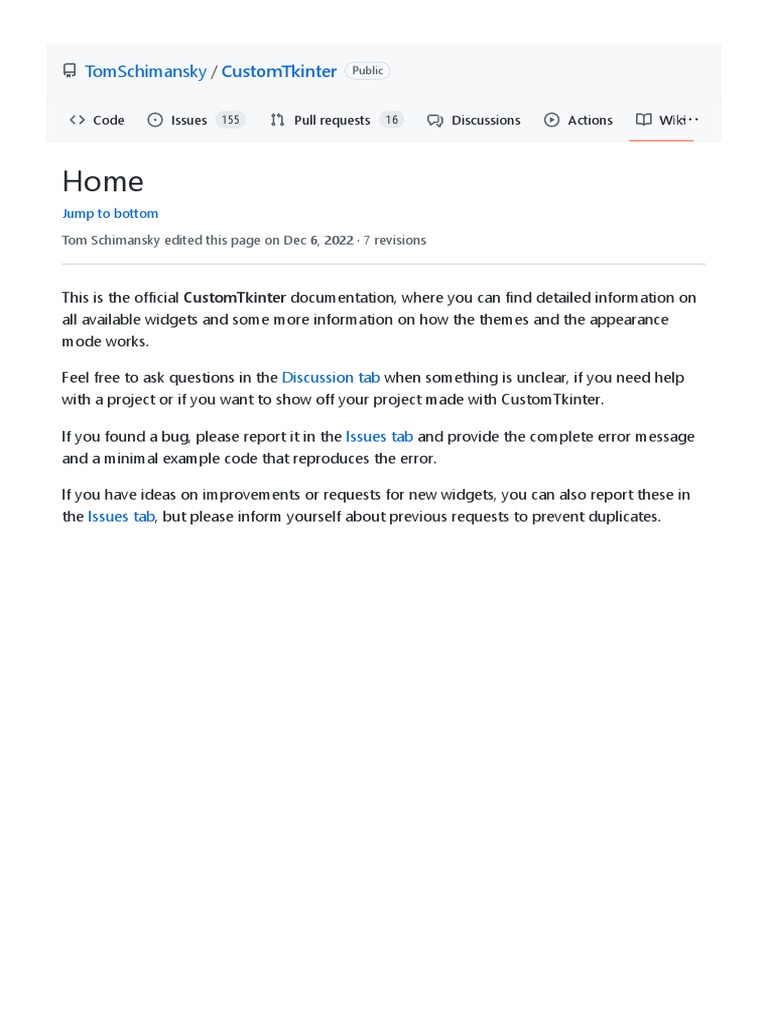 Docs Customtkinter | PDF | Class (Computer Programming) | Wiki