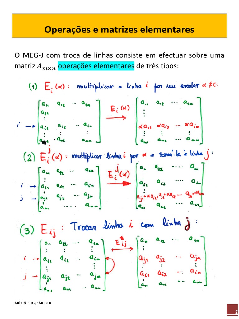 Aula 6 | PDF | Matriz (Matemática) | Conceitos matemáticos