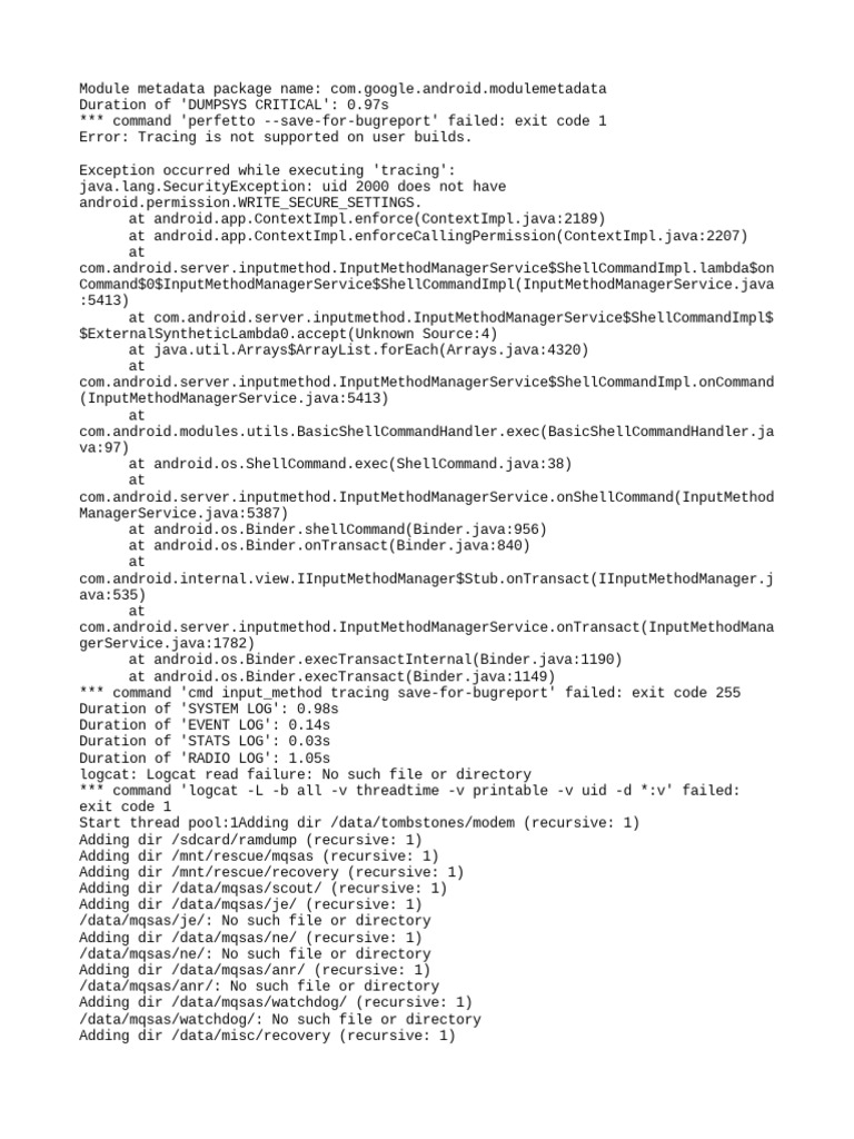 Android Debugging Error Log | PDF | Java (Programming Language) | Computer Science