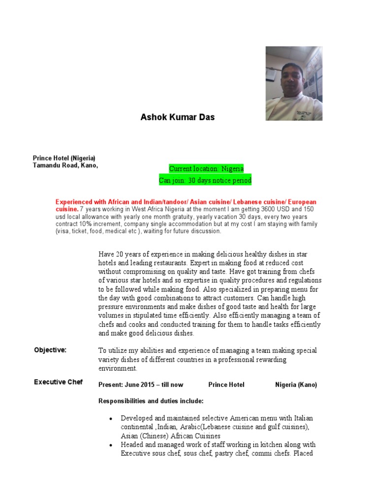 Ashok Kumar Das | PDF | Chef | Menu