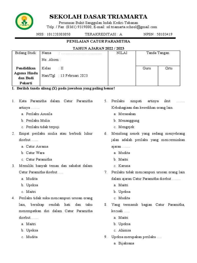 Catur Paramitha Kelas II | PDF