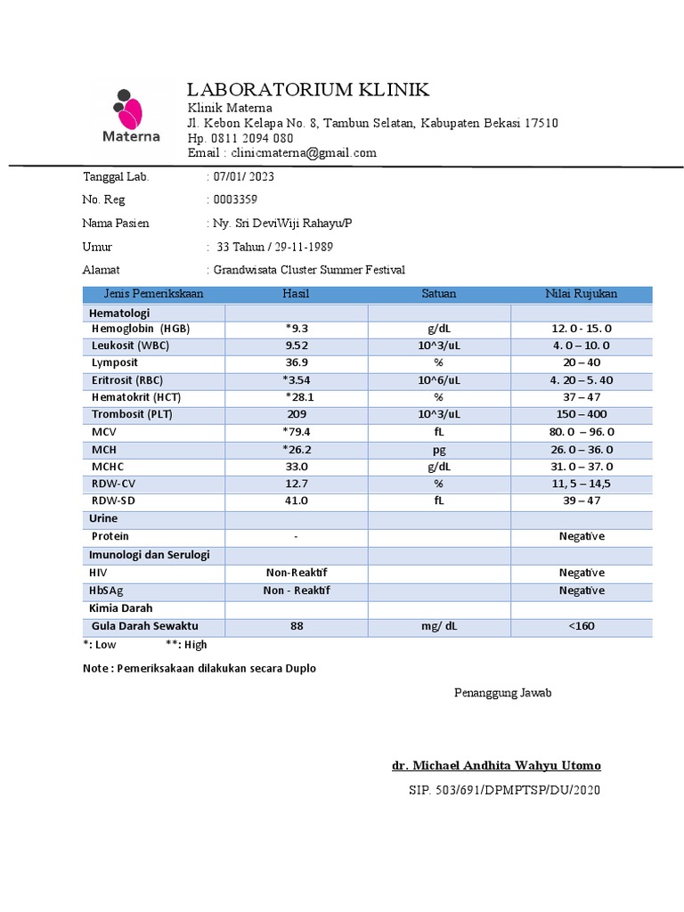 Form Hematologi Klinik | PDF
