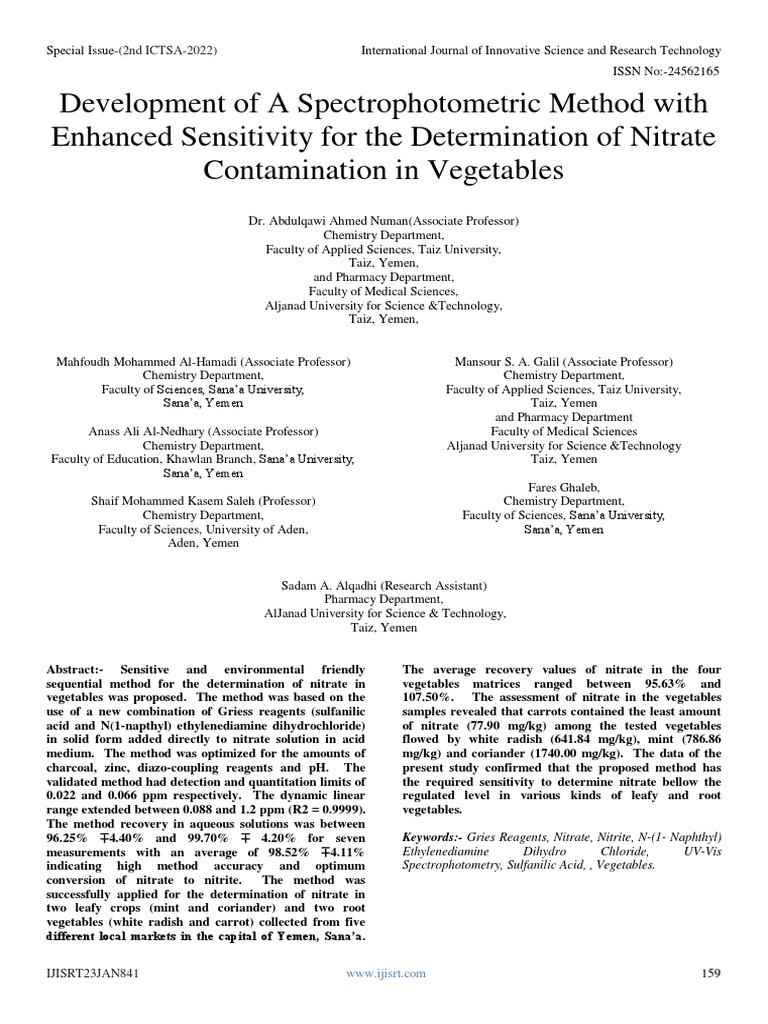 Development Of A Spectrophotometric Method With Enhanced Sensitivity For The Determination Of