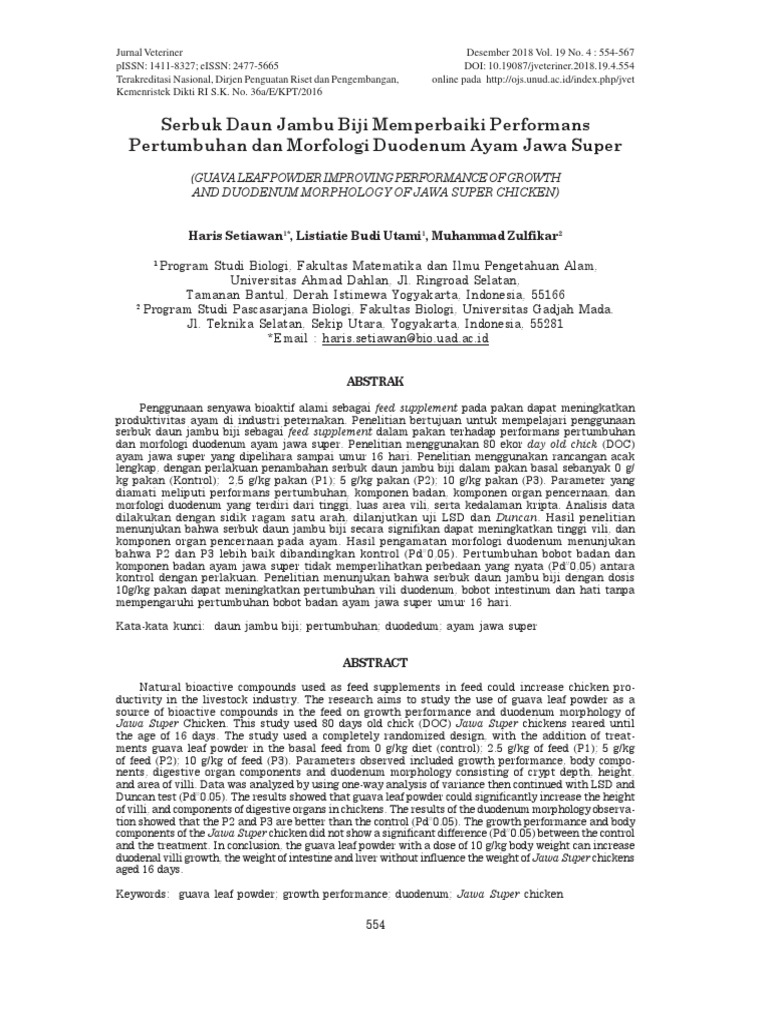 Serbuk Daun Jambu Biji Memperbaiki Performans Pertumbuhan Dan Morfologi ...