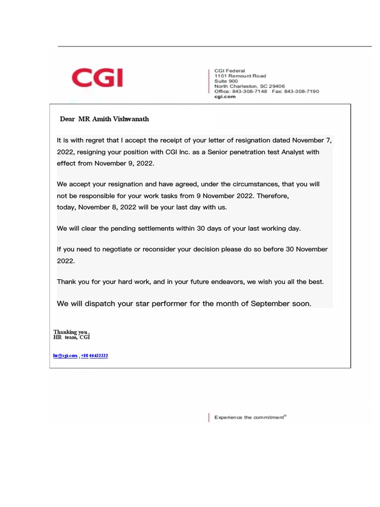 Cgi Exit Amith | PDF | Business | Finance & Money Management