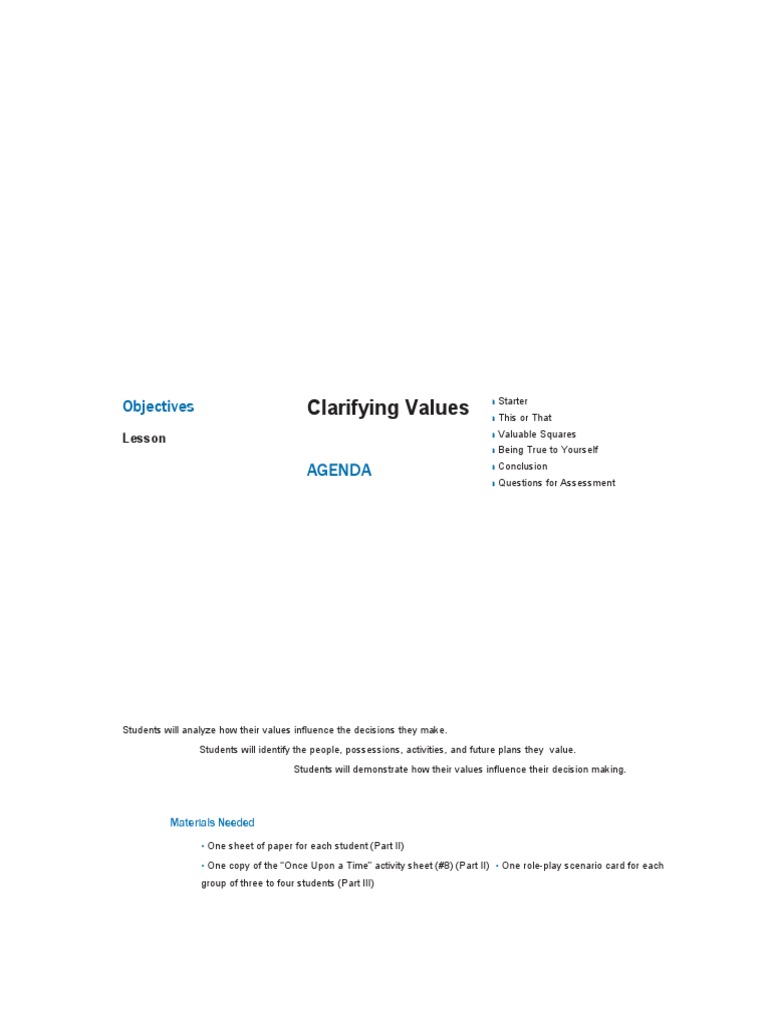 Clarifying Values | PDF