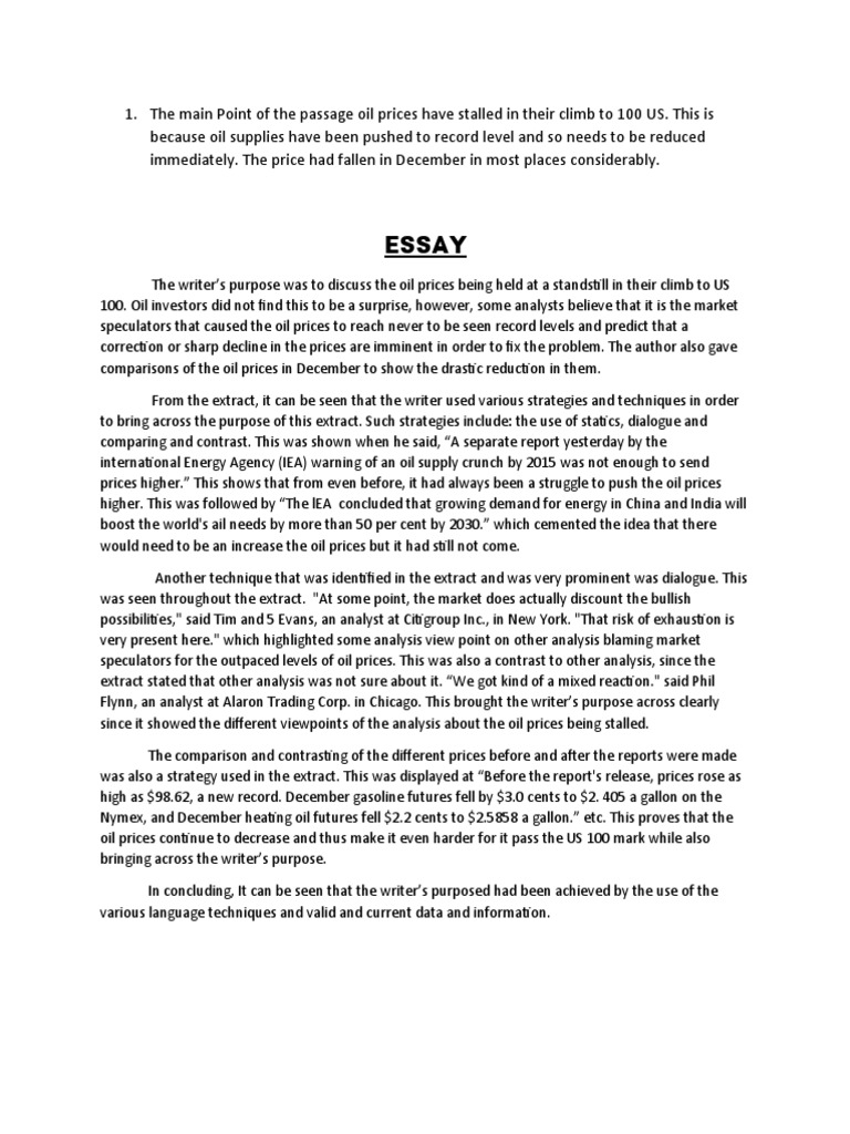 Module One ESSAY | PDF | Price Of Oil | International Energy Agency