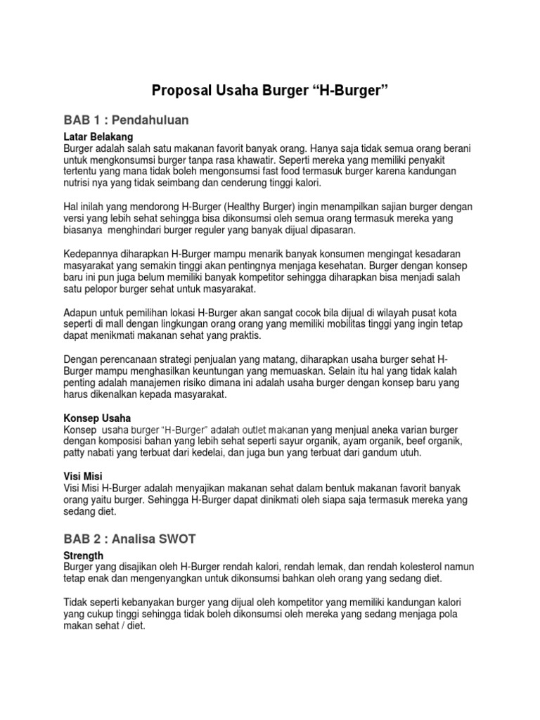 Proposal Usaha Burger | PDF