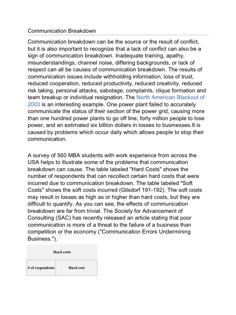 Communication Breakdown | PDF