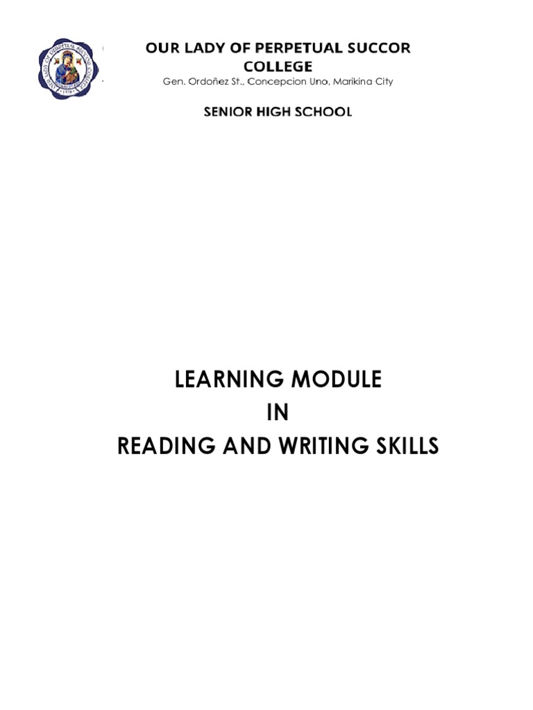 SHS - RWS - PreFinal - Lesson 1 | PDF | Learning | Literacy