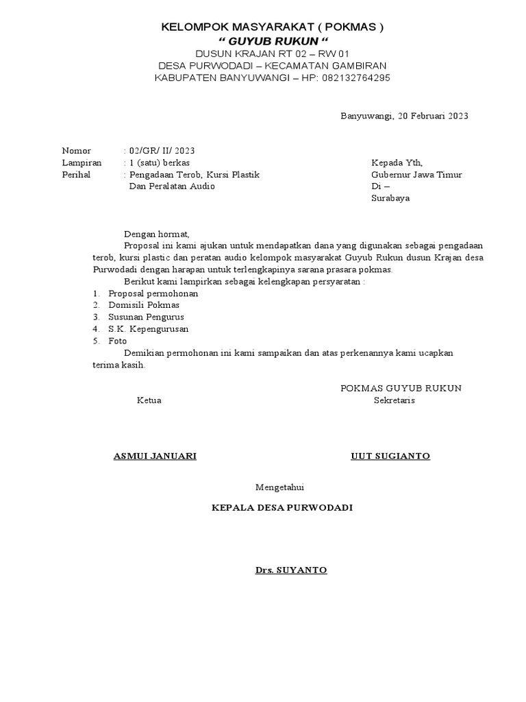 Proposal Pengadaan Sarana Pokmas | PDF