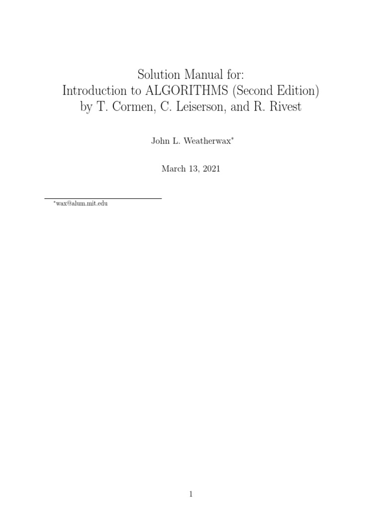 Weatherwax Cormen Solutions | PDF | Time Complexity | Control Flow