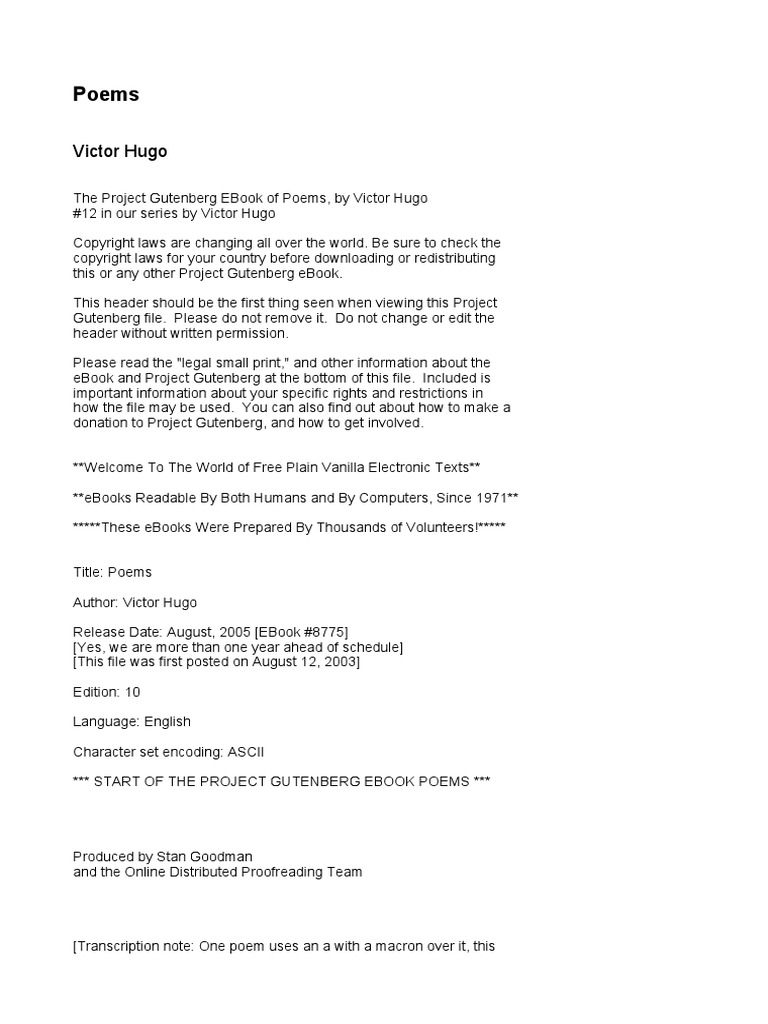 Poems Victor Hugo | PDF