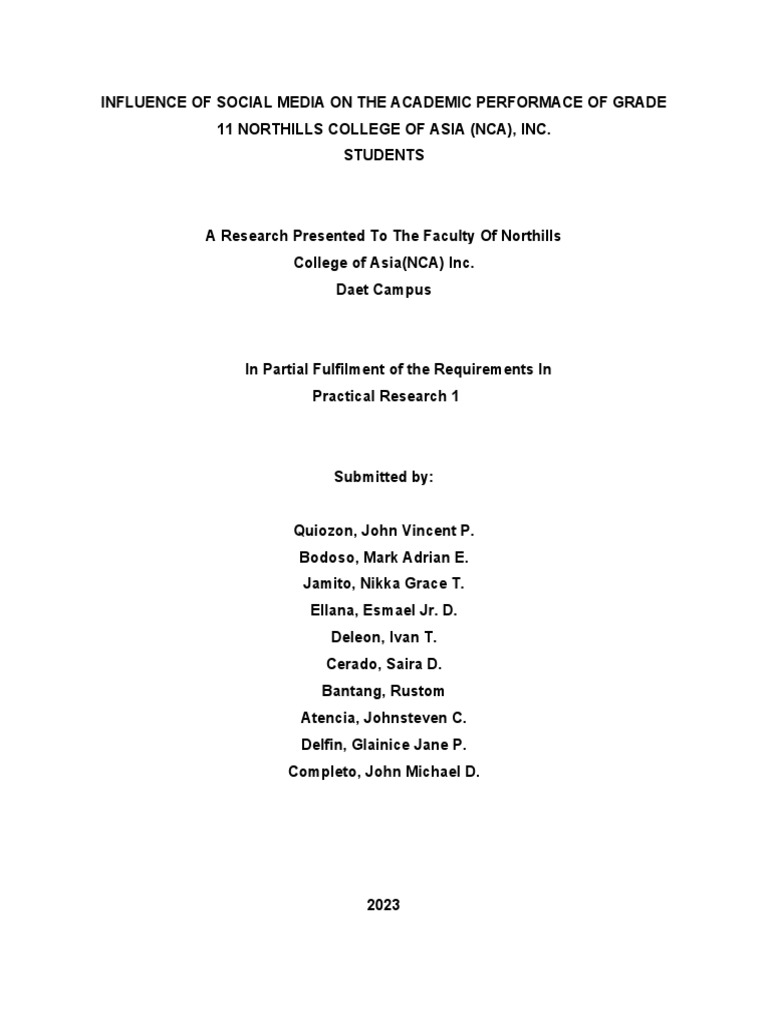 How Social Media Influences Grade 11 Students' Academic Performance ...