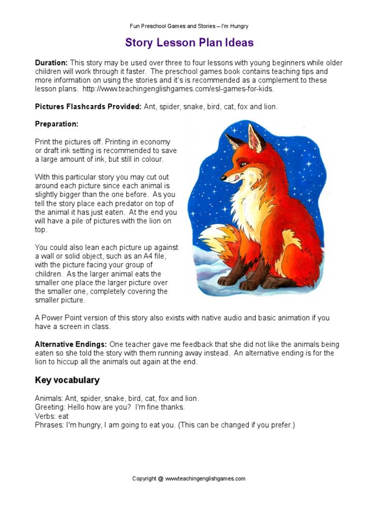 Story1 Hungry Lesson Plan | PDF | Language Arts & Discipline | Self ...