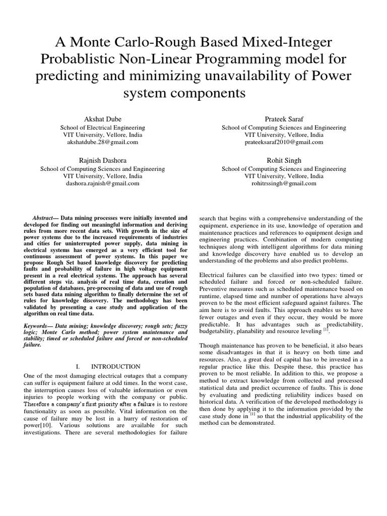 A Monte Carlo Rough Based Mixed Integer Probablistic Non Linear Programming Model For Predicting 