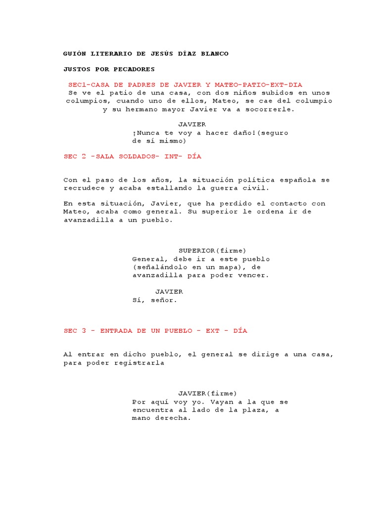 Guión Literario Plantilla Jesús Díaz Blanco | PDF