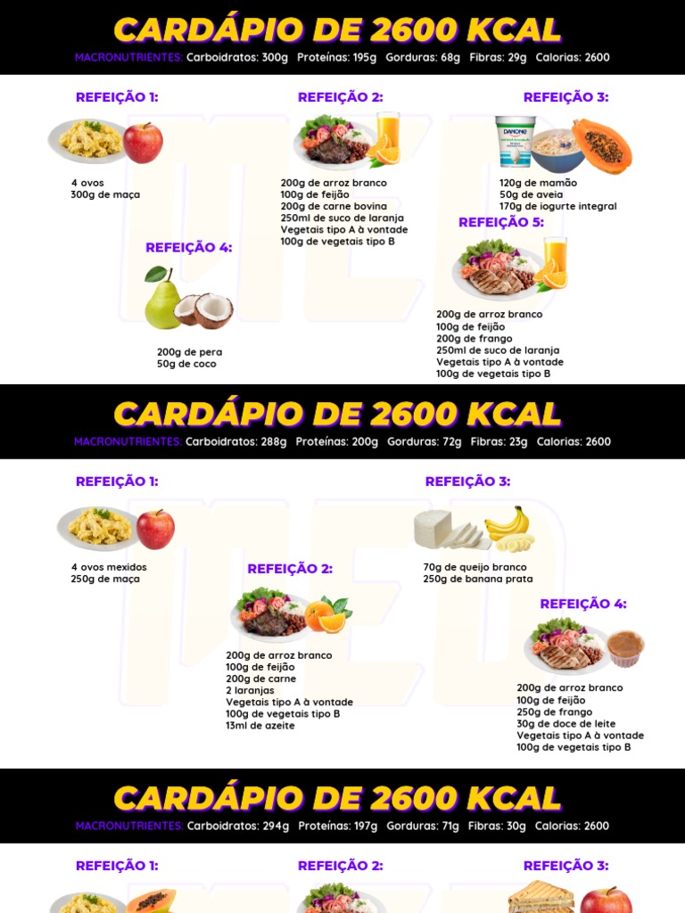 2600kcal - Uso Diário | PDF | Culináriar | Alimentos