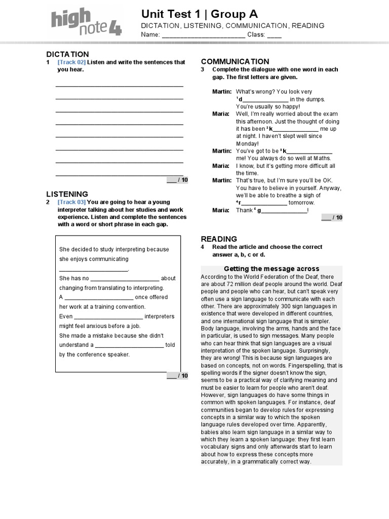 Dictation, Listening, Communication, Reading | PDF | American Sign ...