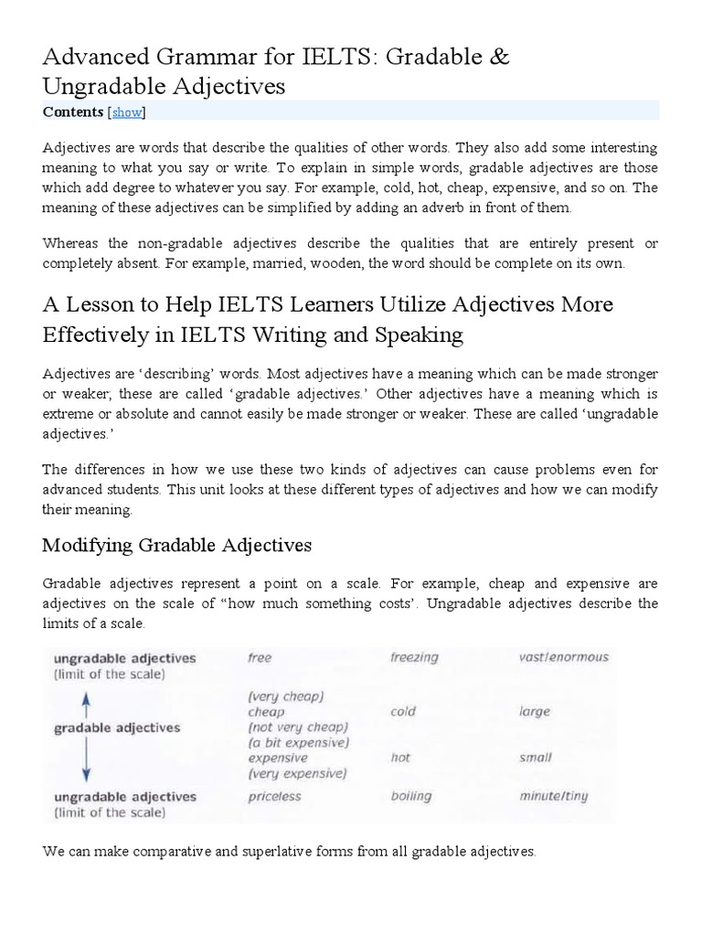 Gradable and Nongradable Adjectives | PDF | Adjective | Syntax
