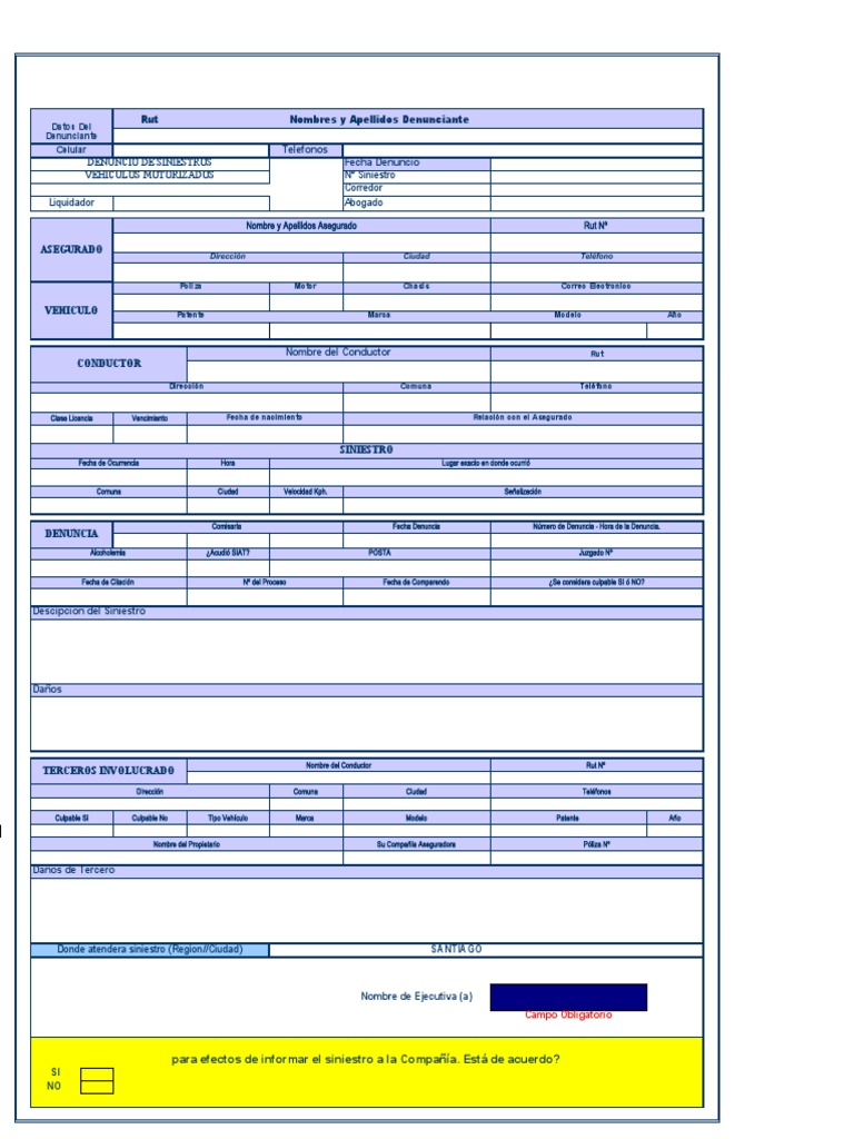 Formato Siniestro | PDF | Vehículos | Vehículo de motor