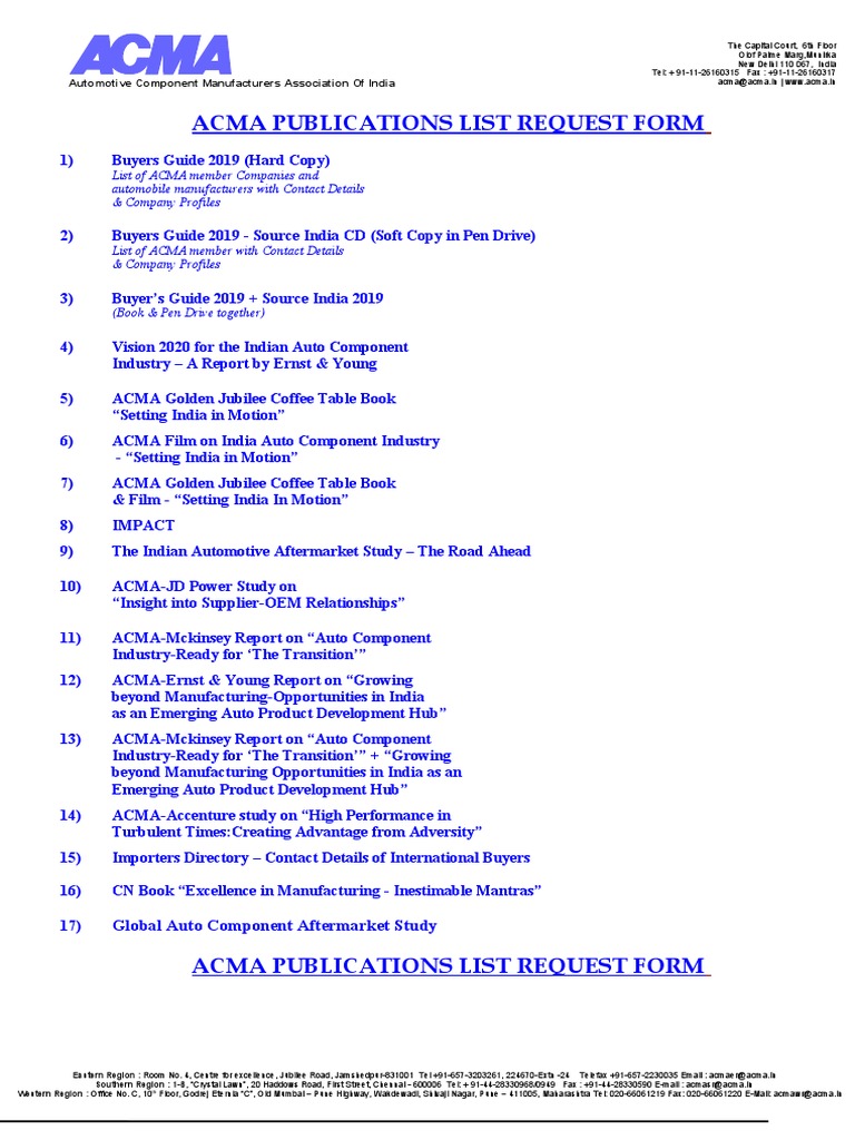 Acma List of Publications | PDF | Vehicles | Secondary Sector Of The ...